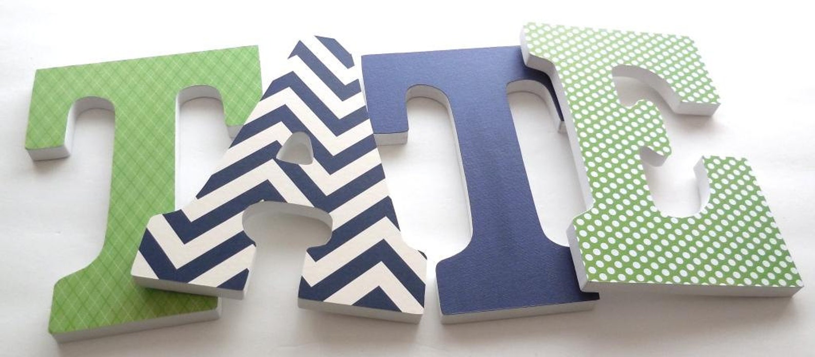 Navy Blue & Green Custom Wooden Letters, Personalized Nursery Name ...