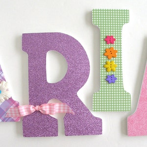 Set of 4 Decorated 9" Wooden Letters, Personalized Nursery Name Décor ...