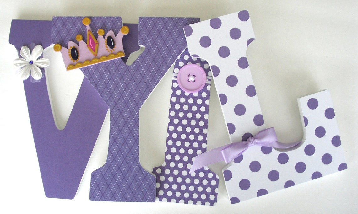 Baby Nursery Wall Letters Purple Princess Theme Custom Wood - Etsy Canada