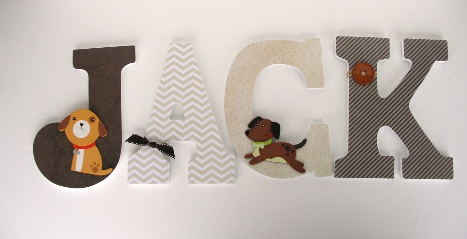 Puppy Dog Custom Decorated Wooden Letters Personalized | Etsy