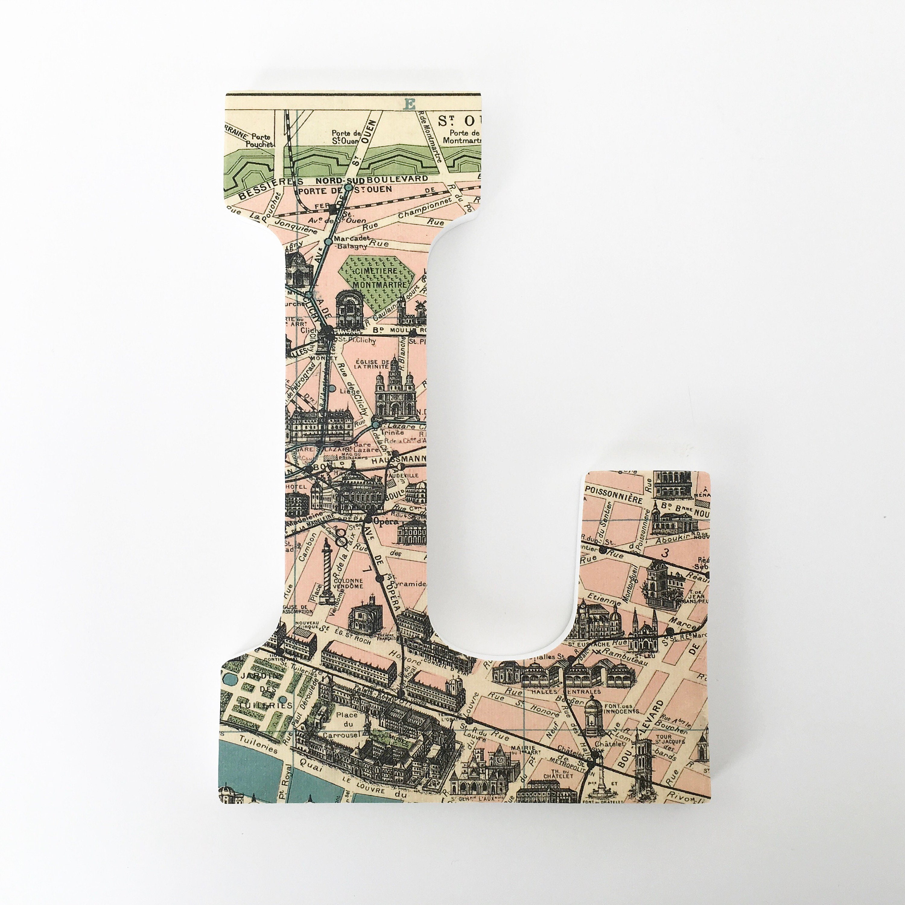 Paris Map Custom Wooden Letters Nursery Name Décor Travel | Etsy