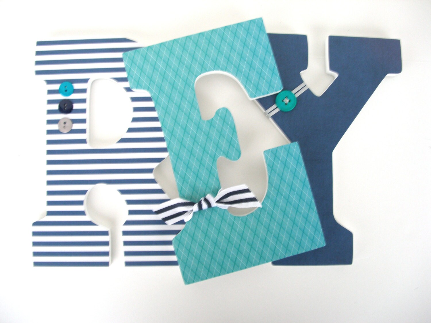 Custom Wooden Letter Set Teal and Navy Blue Baby Name | Etsy
