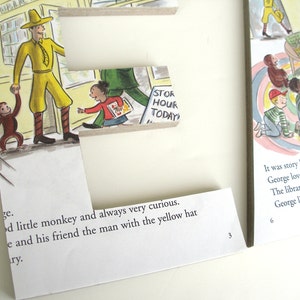 Curious George, Custom Wood Letters, Children's Book Pages, Nursery ...