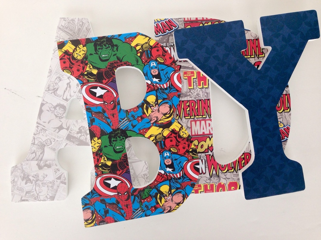 Superhero Wood Letter Set for Nursery, Super Hero Boy Bedroom Wall ...