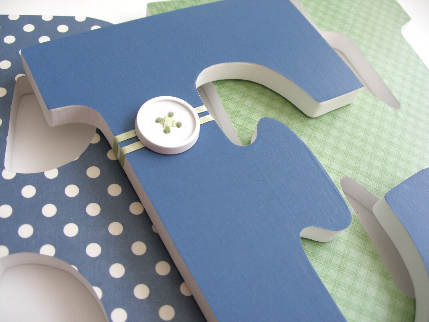 Navy Blue & Green Custom Wooden Letters, Personalized Nursery Name ...