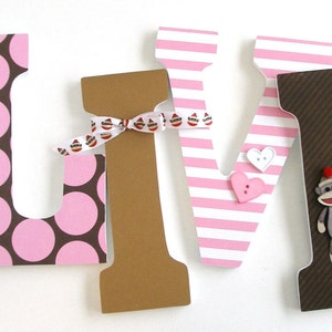 Set of 6 Decorated 9" Wooden Letters, Personalized Nursery Name Décor ...