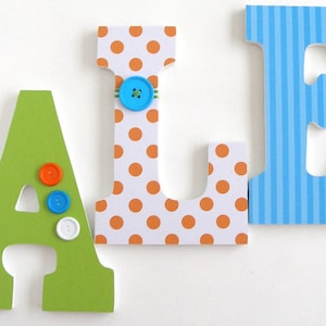 Nursery Wall Letters, Orange, Blue, and Green, Baby Boy Custom Wood ...