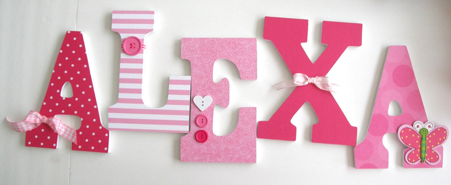 Set of 5 Decorated 9 Wooden Letters Nursery Name Décor - Etsy
