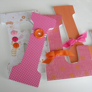 Custom Decorated Wooden Letters Pink Orange and White - Etsy