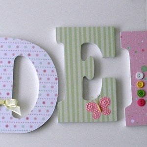 Set of 7 Decorated 9" Wooden Letters, Nursery Name Décor, Alphabet ...