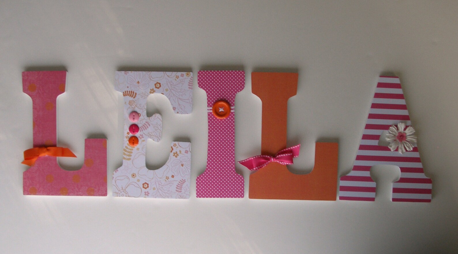 Custom Decorated Wooden Letters Pink Orange and White - Etsy