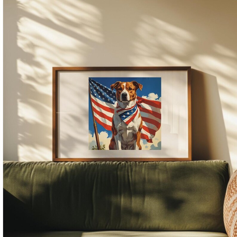 Patriotic Dog Wall Art | American Flag Dog Print | USA Dog Decor ...
