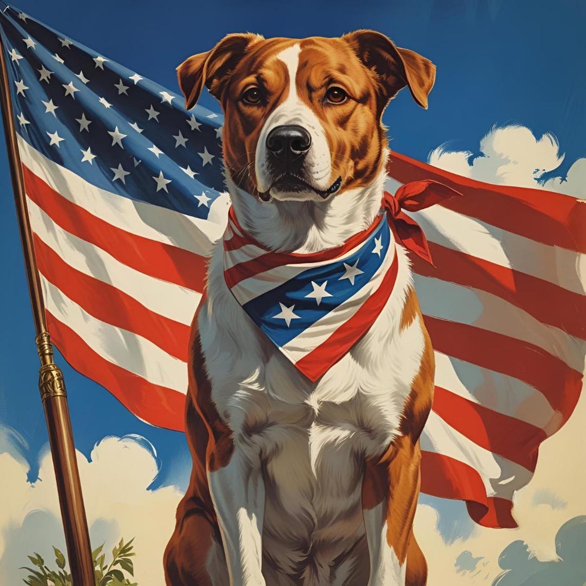 Patriotic Dog Wall Art | American Flag Dog Print | USA Dog Decor ...