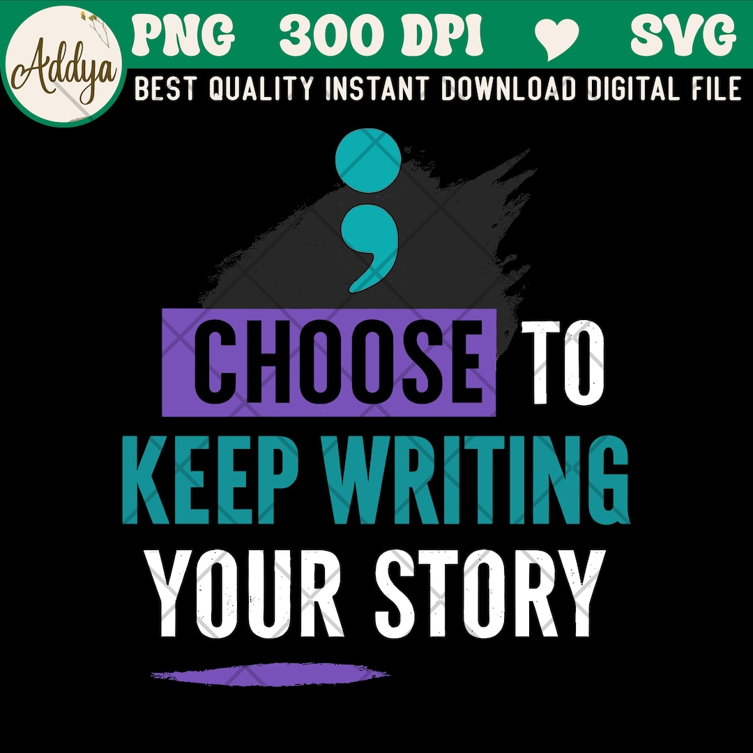 Semicolon Mental Health Awareness SVG: Inspirational Quote Design ...