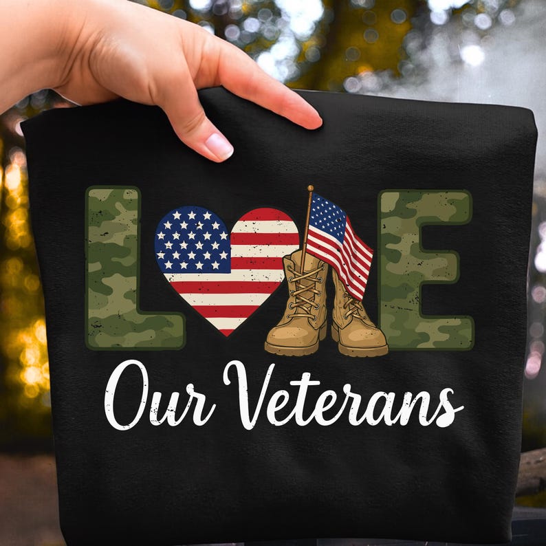Love Our Veterans SVG PNG, Patriotic Camouflage Heart Boots Design ...