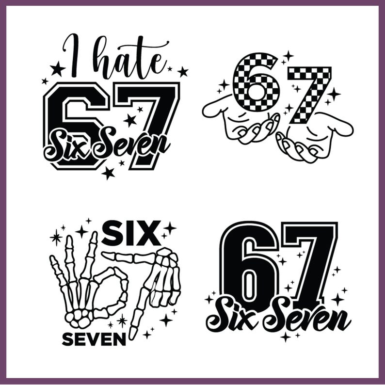 Six Seven 6 7 Meme Funny Hands SVG Bundle, Viral Meme Humor, Cricut ...