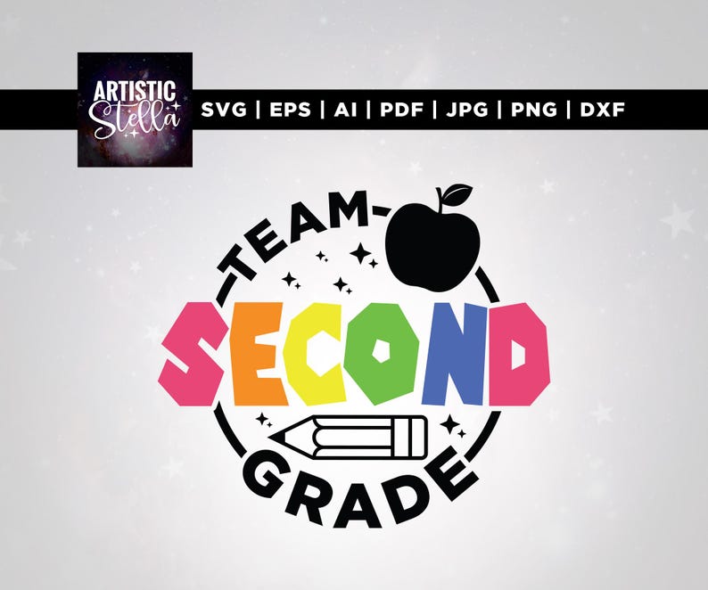 Team Second Grade Svg, School Life Svg, Cricut, Sublimation, Second ...