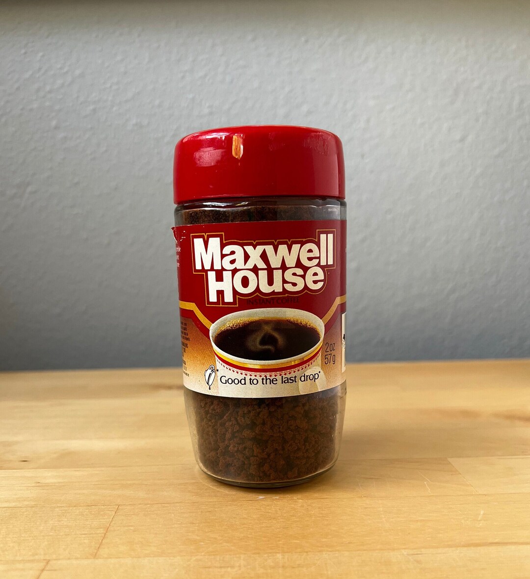 Vintage Maxwell House Instant Coffee, Glass Jar, Plastic Lid, Red Label ...