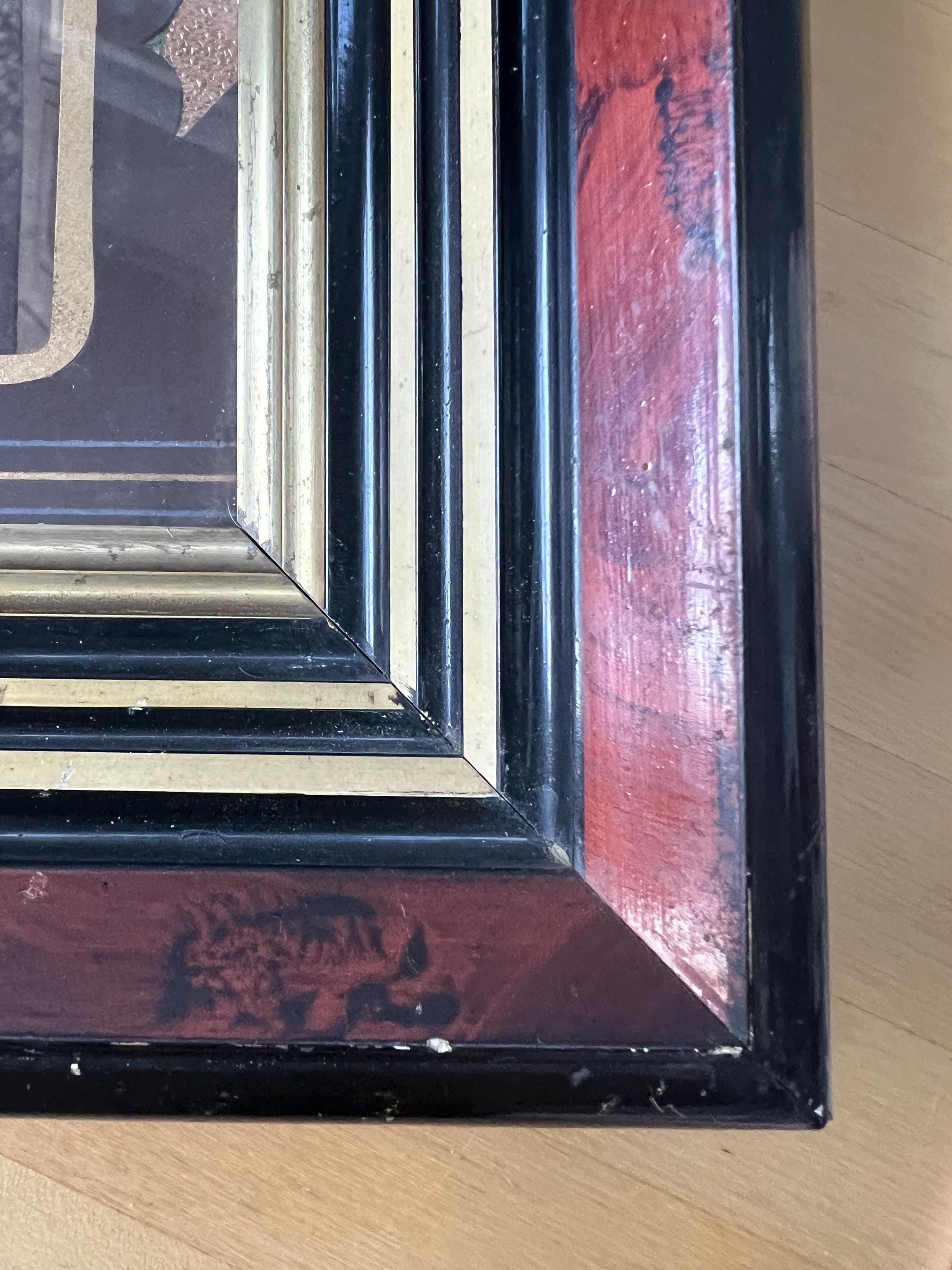 Antique Portrait, Child With Wand and Capelet in Deep Wooden Frame ...