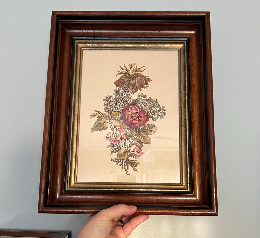 Vintage Eastlake Era Wood Frame With Floral Print, Deep Frame, Ready to ...