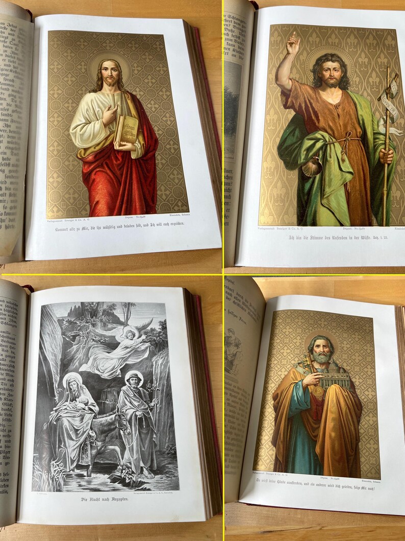 Antique Religious Book, Leben Jesu, Life of Jesus, Color Illustrations ...