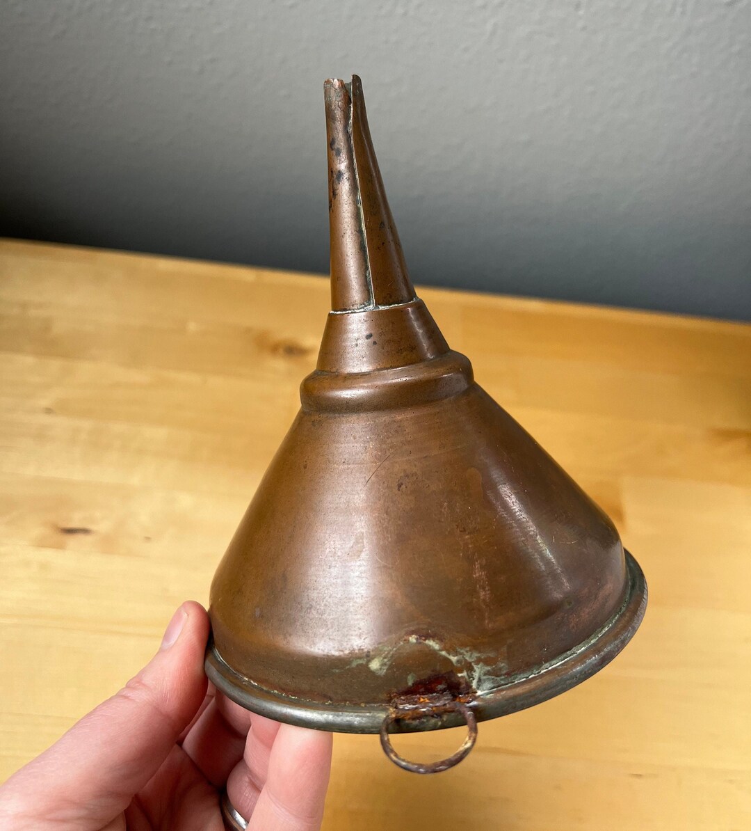 Vintage Copper Funnel, Rolled Lip, Original Patina, Beautiful Details ...