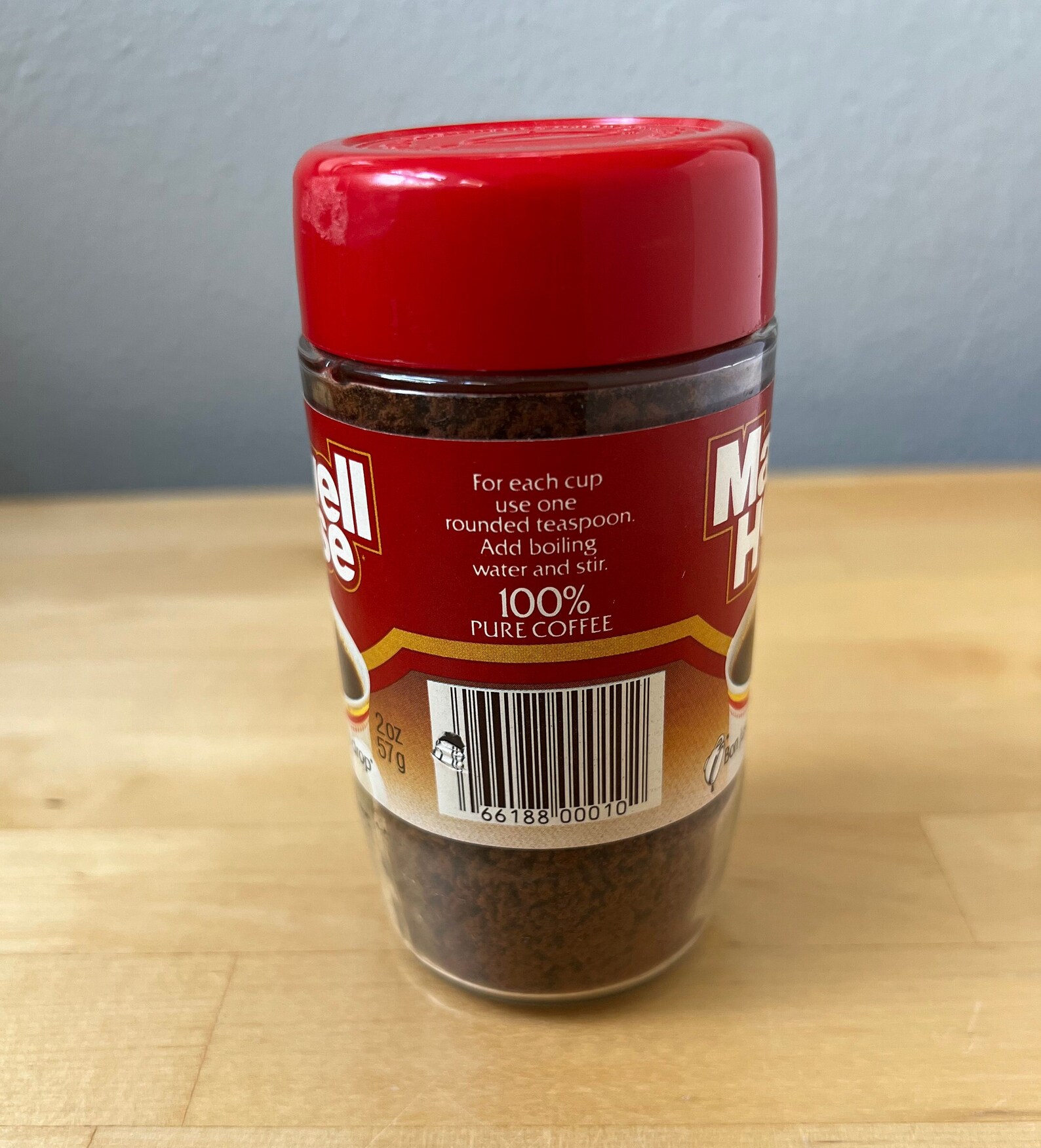 Vintage Maxwell House Instant Coffee, Glass Jar, Plastic Lid, Red Label ...