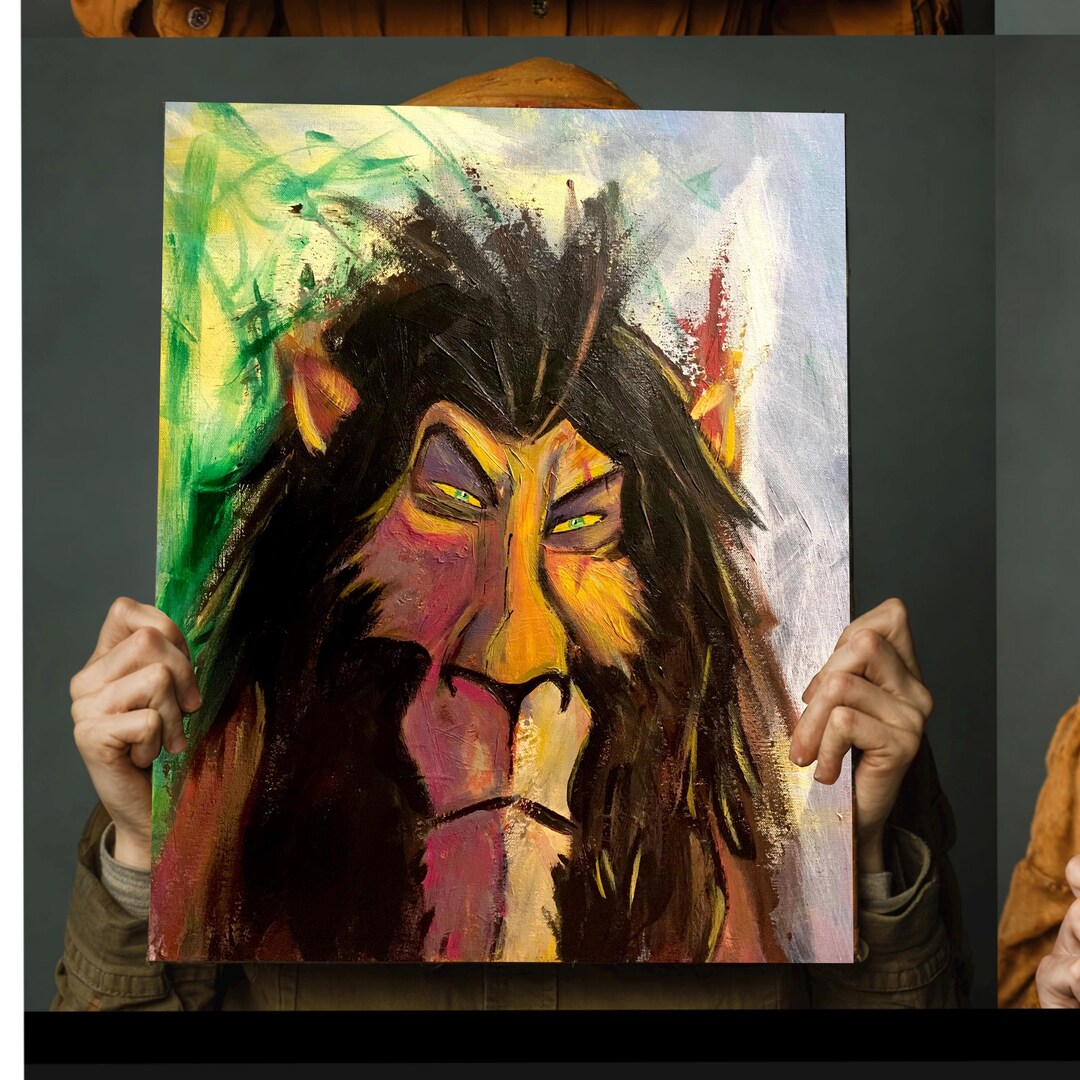 Canvas Art, Scar Lion King Villain Painting, Disney Nostalgia, Original ...