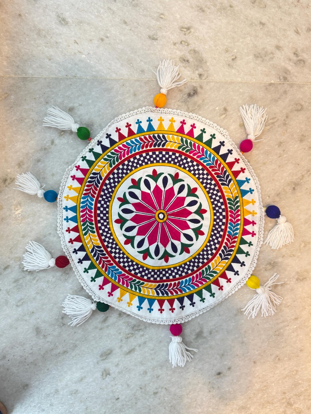 Hand Embroidered Gujarati Rumal: Mirror Work Kutch Folk Art - Etsy