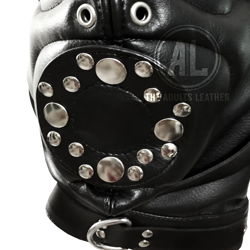 Padded Leather Gimp Hood With Buckle Straps and Studs - Etsy
