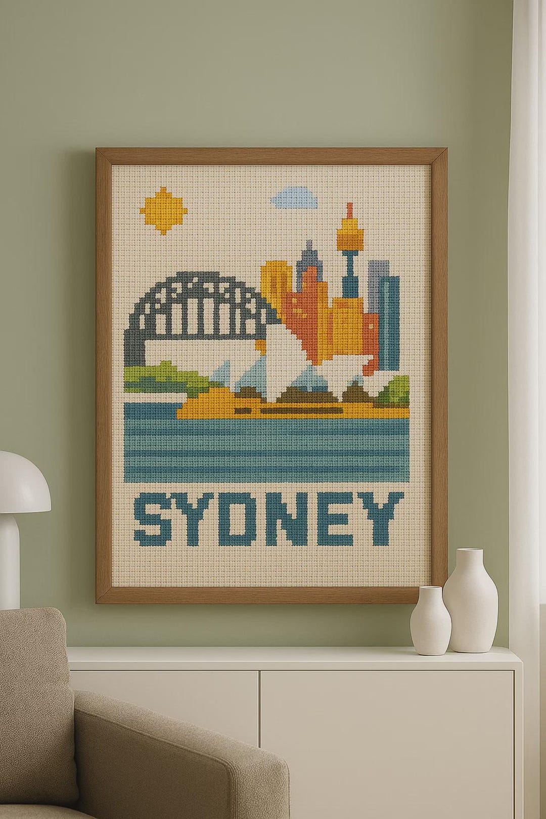 Sydney Cross Stitch Poster Printable Travel Cross Stitch Wall Art of ...