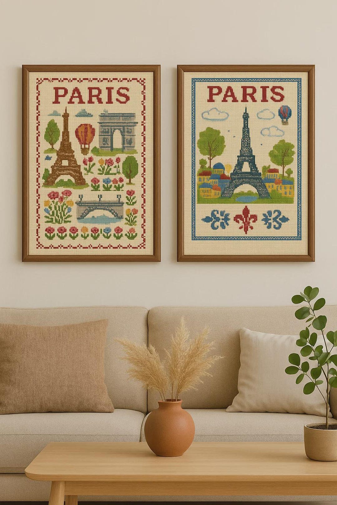 Paris Travel Cross Stitch Poster: Eiffel Tower Printable Art (digital ...