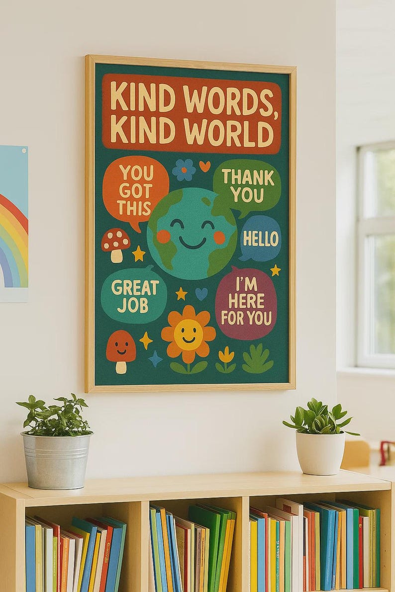 Printable Kindness Poster Positive Words Classroom Art for Kids ...