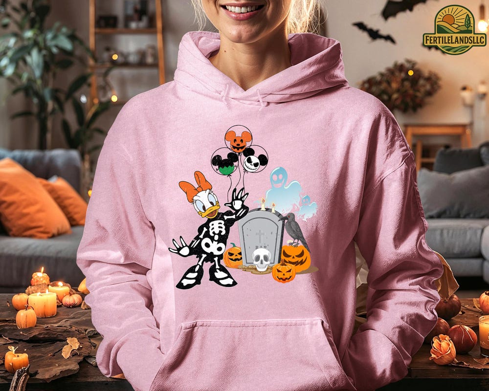 Daisy Duck Halloween Hoodie, Disney Skeleton Costume Hoodie, Spooky ...