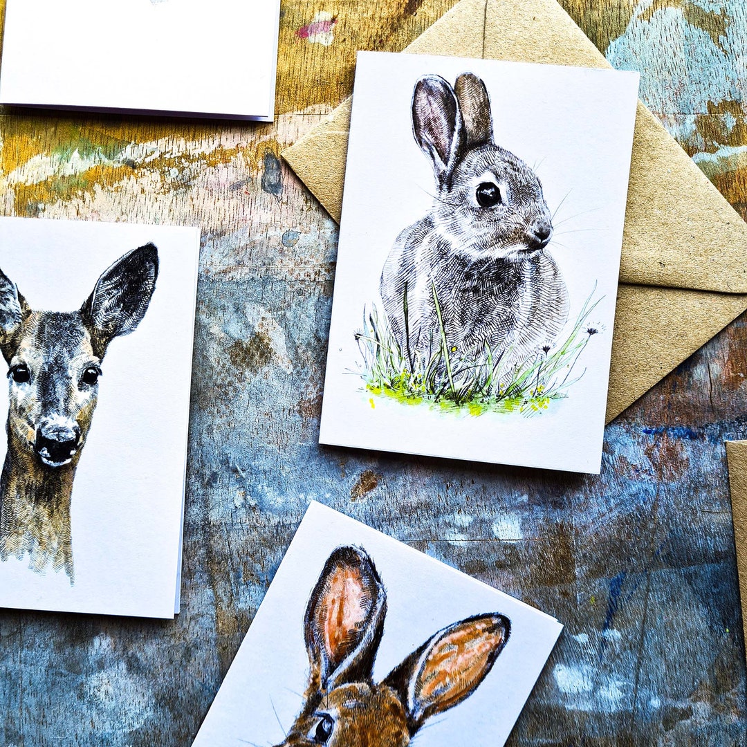 Mini Notecard Set - British Mammals - Pack of 5 Animal Notelets - Etsy