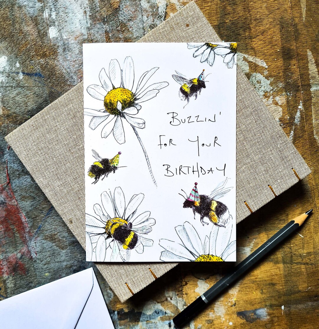 Buzzin' for Your Birthday - Bumblebee Birthday Card for Kids and Adults ...