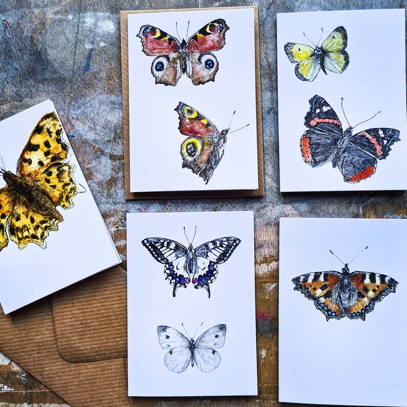 Mini Notecard Set - Butterflies - Pack of 5 Little Cards - Etsy