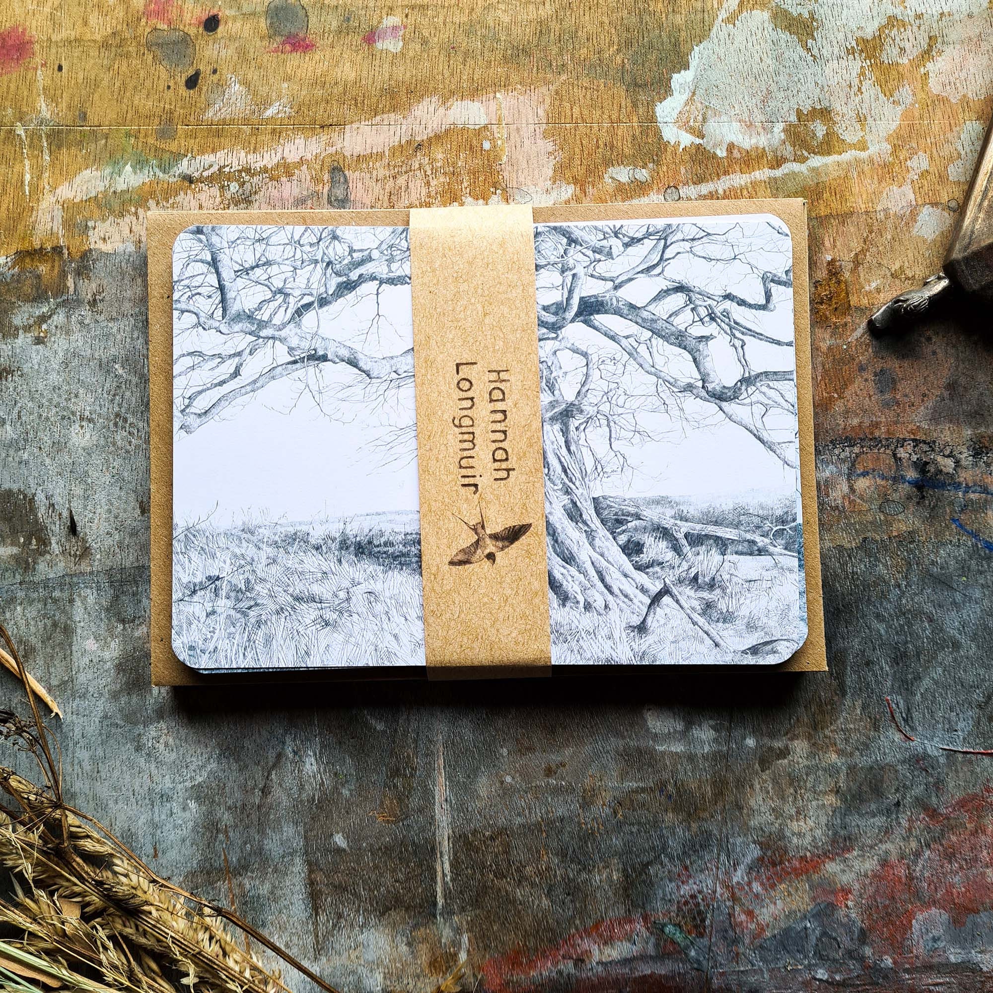 Woodland Postcard Set: 12 Tree Drawings With Kraft Envelopes - Etsy UK