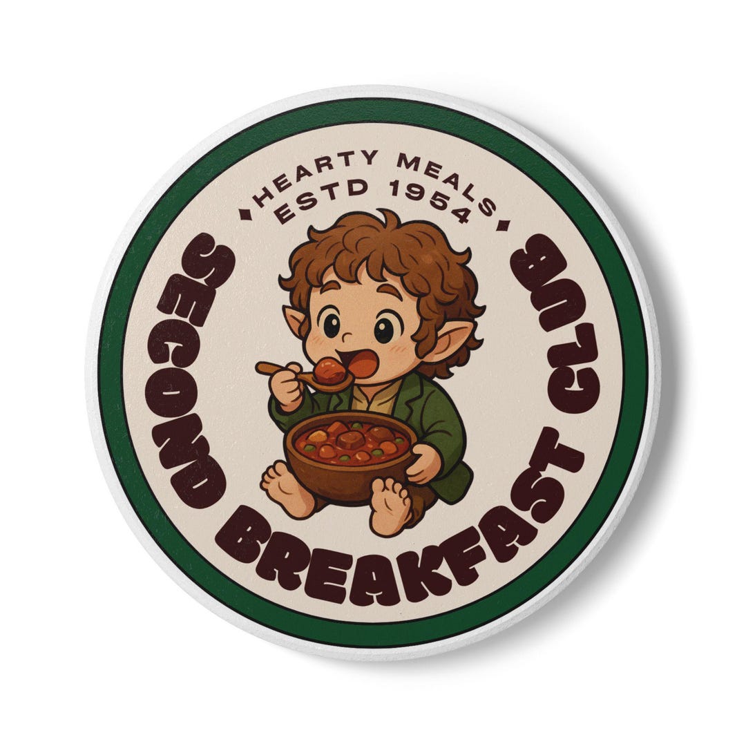 The Lord of the Rings, Hobbit, Second Breakfast Club Ceramic Coaster ...