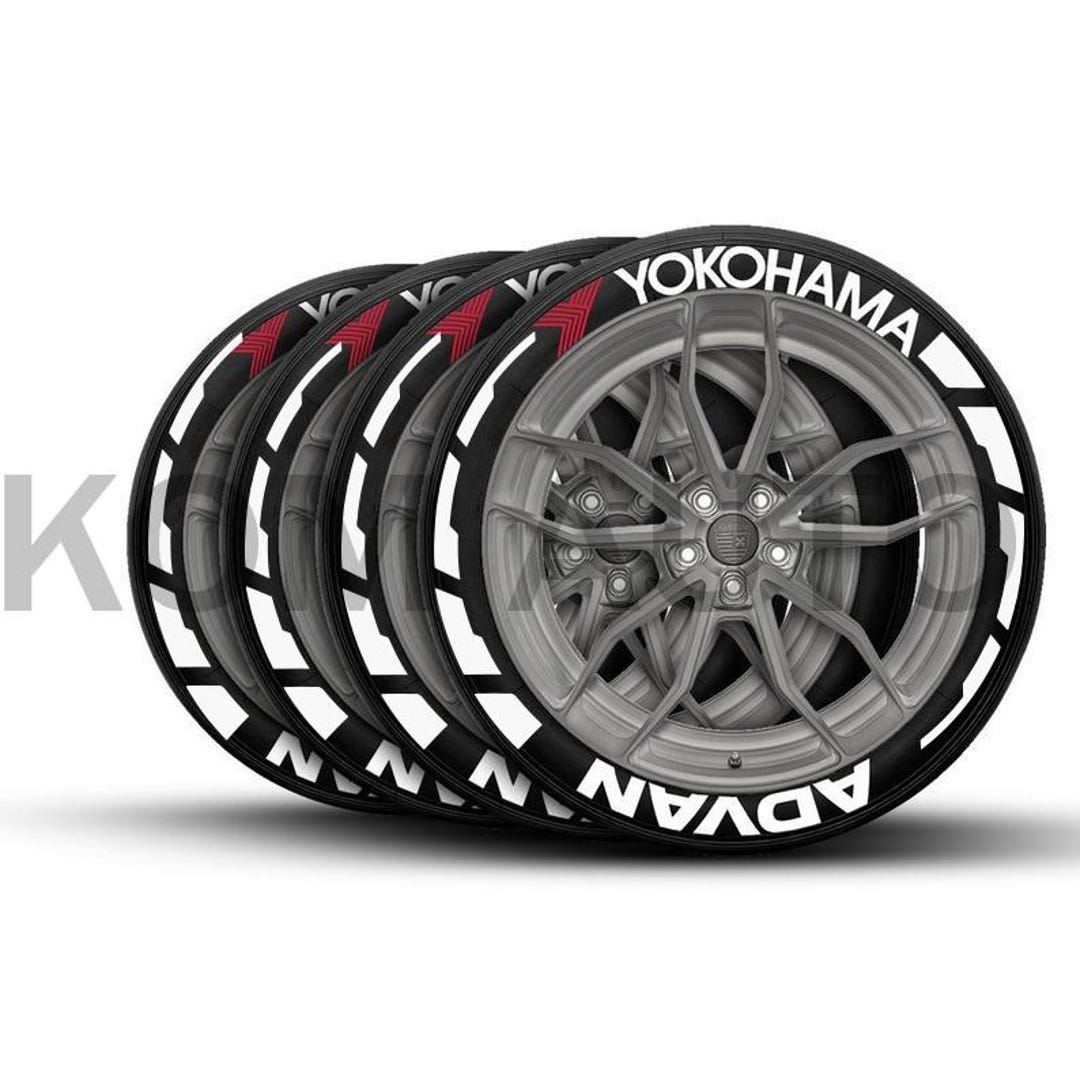 Yokohama Advan Stripe Permanent Sticker Tire Stickers Tire Letters 1.25 ...