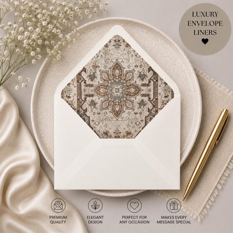Lined Envelopes Botanical Floral Design Premium Envelopes - Etsy
