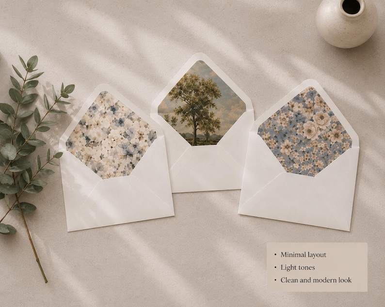 Lined Envelopes Botanical Floral Design Premium Envelopes - Etsy