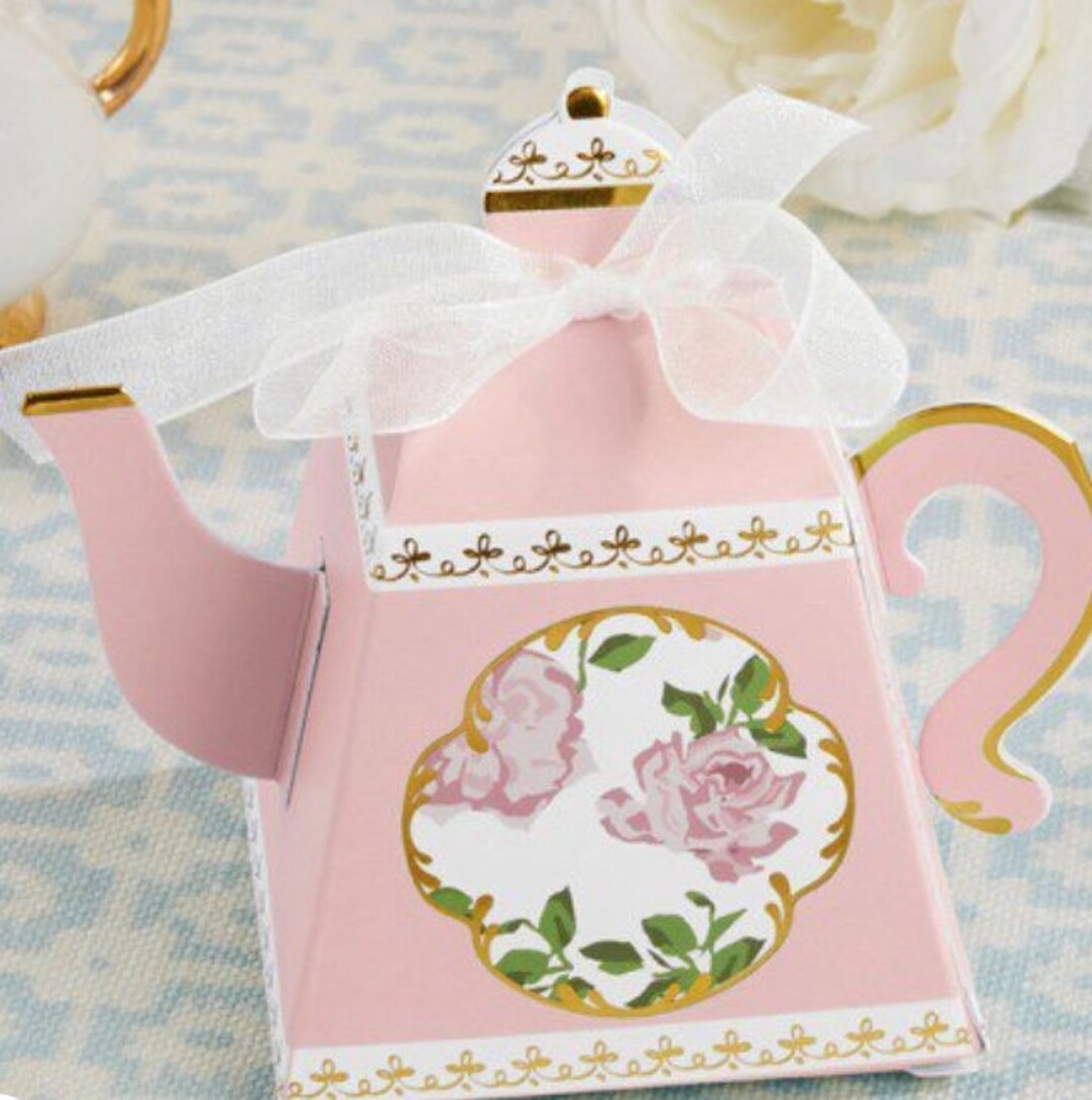 Set of 24 Pink Teapot Favor Boxes, Tea Party Favor Boxes, Tea Party ...