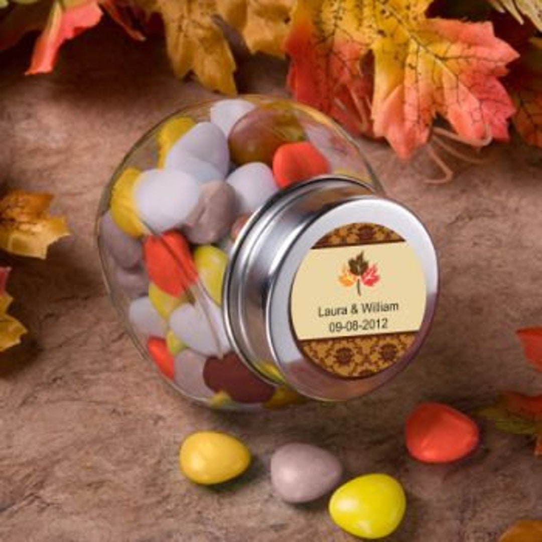 12 Glass Candy Buffet Jars, Fall Favors, Lid, Wedding, Party, Old ...