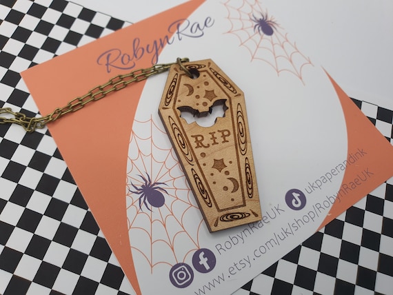 RIP Coffin Necklace Wooden Coffin Jewellery Wooden Gift - Etsy