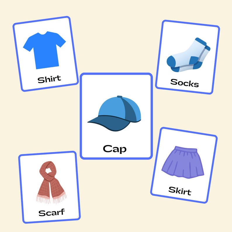 Clothes Flashcards for Kids | Printable Clothing Cards for Toddlers and ...