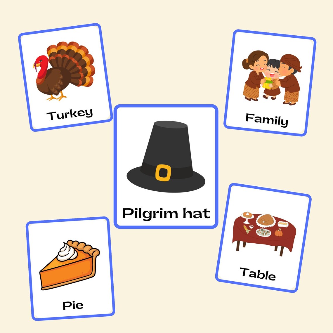 Thanksgiving Flashcards | 12 Printable Holiday Cards for Kids ...