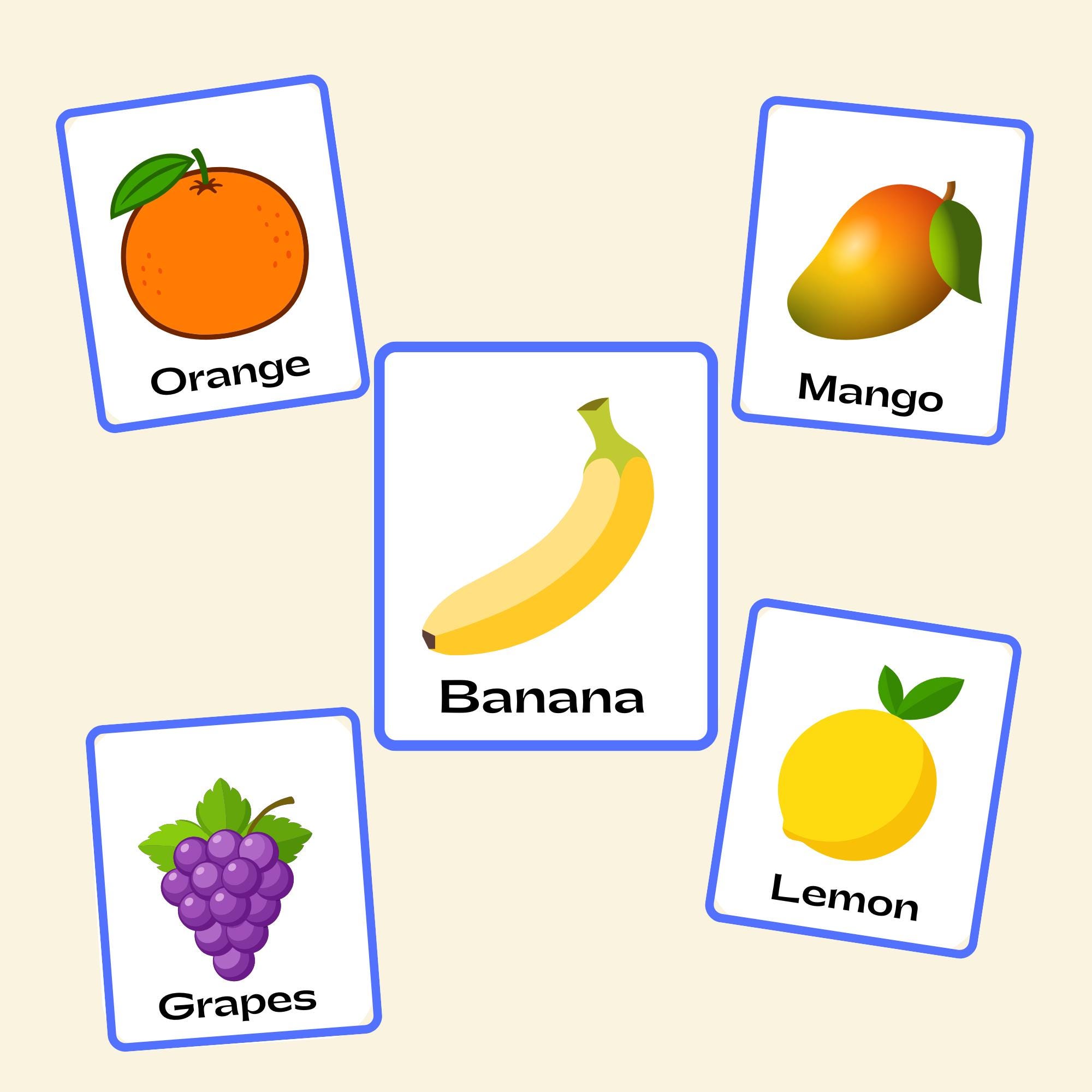 Fruit Flashcards for Kids – 12 Printable Fruits – Preschool & Toddler ...