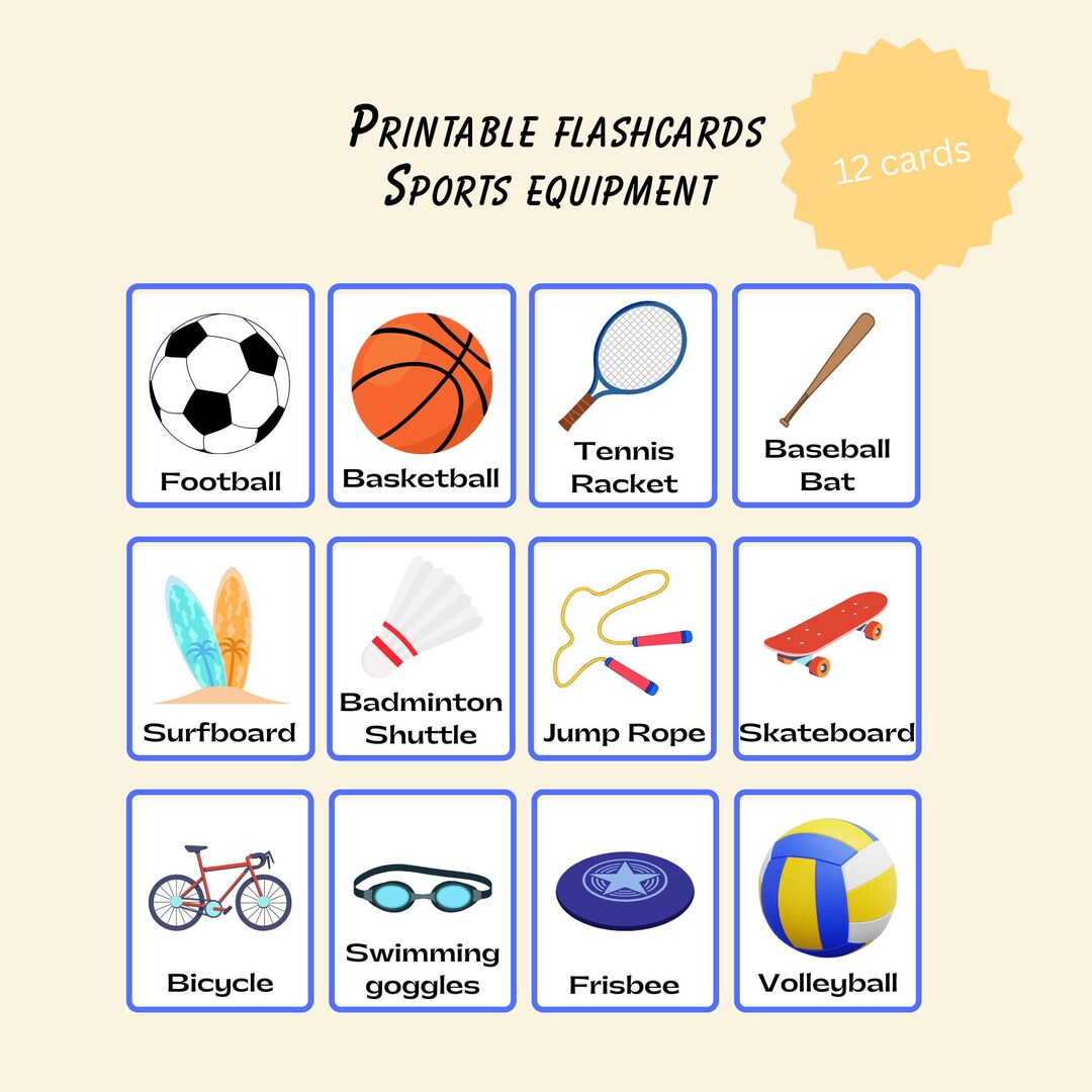 Sports Flashcards for Kids | 12 Activity Cards | Preschool & Toddler ...
