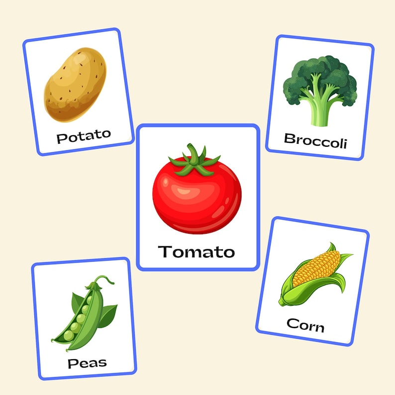 Vegetable Flashcards for Kids – 12 Printable Vegetables – Preschool ...